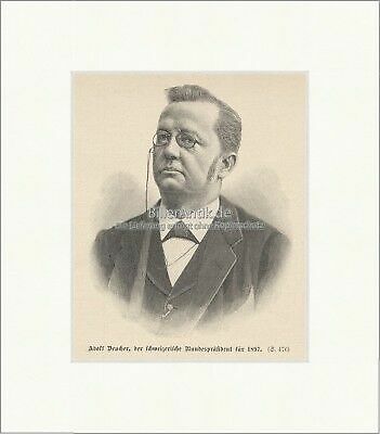 Adolf Deucher Schweiz Bundespräsident Thurgau Regierungsrat Holzstich E ...