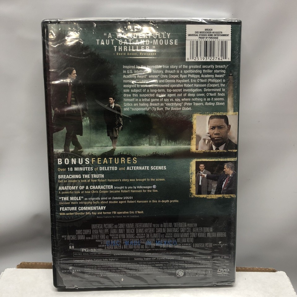 Breach DVD Chris Cooper Ryan Phillippe Laura Linney True Story FBI Spy ...