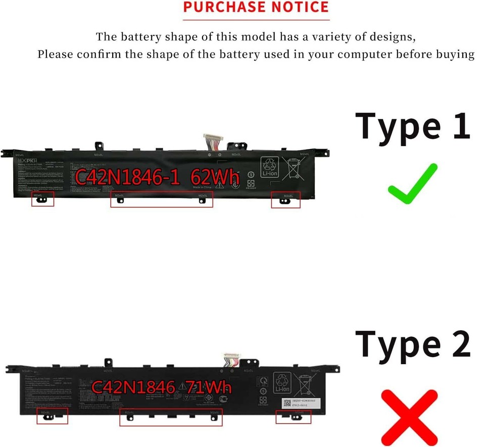 C42N1846-1 Battery for Asus ZenBook Pro Duo UX581LV-H2001R UX581LV ...