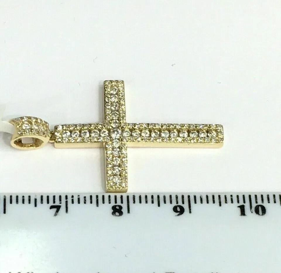 2Ct Round Lab Created Diamond Cross Pendant 14K Yellow Gold Plated ...