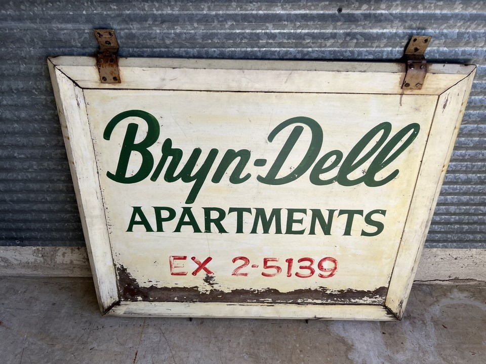 Old Hand Painted Apartment Sign Bryn Dell Dbl Sided | eBay