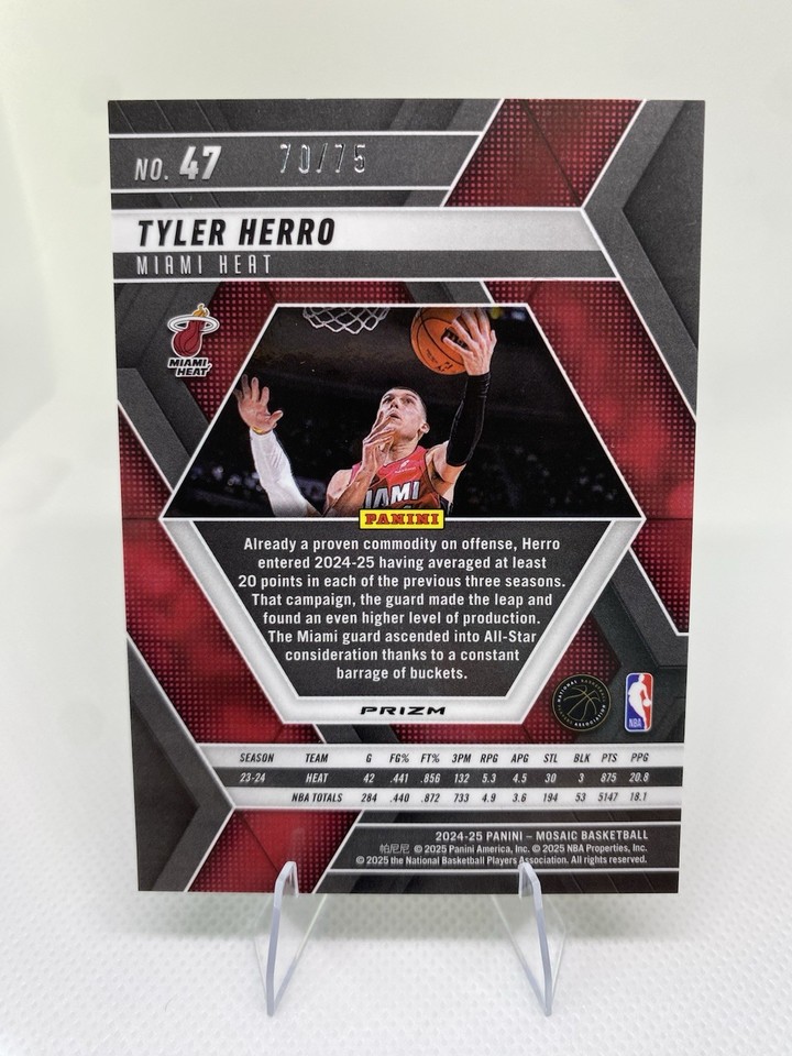 TYLER HERRO 2024 Panini Mosaic Red Yellow Choice Prizm /75 #47 *COLOR ...