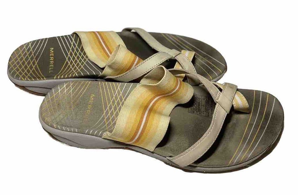 Merrell Zinnia Silver Lining/Flax Womens Size 7 Flip Flop Slide Thong ...