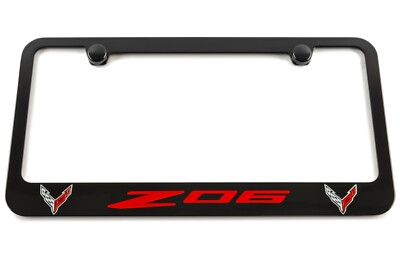 Chevrolet Corvette C8 Z06 Black License Plate Frame 3 Engraved Logos ...