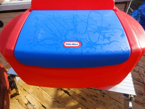 LITTLE TIKES KIDS TOY STORAGE CHEST IN RED AND BLUE WITH 2 TRAYS | eBay