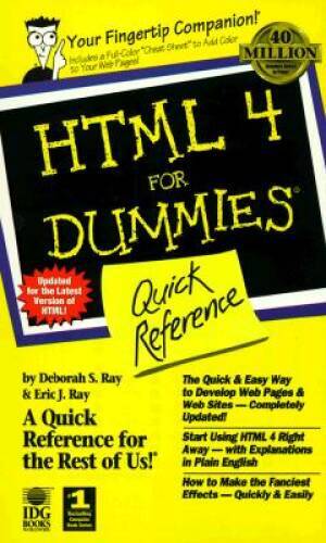 HTML 4 For Dummies?: Quick Reference - Plastic Comb By Ray, Deborah S ...