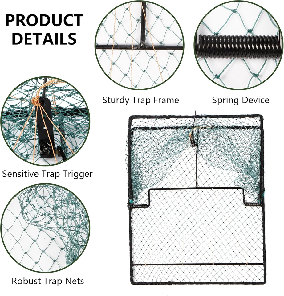 Humane Pigeon Trap,Bird Trap for Quail,Turkey,Net Traps (19.7X23.6 Inch ...
