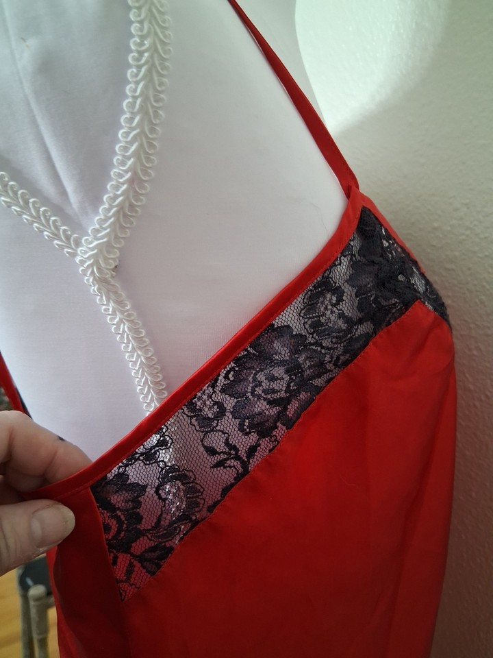 VTG Victoria's Secret Gold Label Red Satin Teddy Lingere High Cut ...
