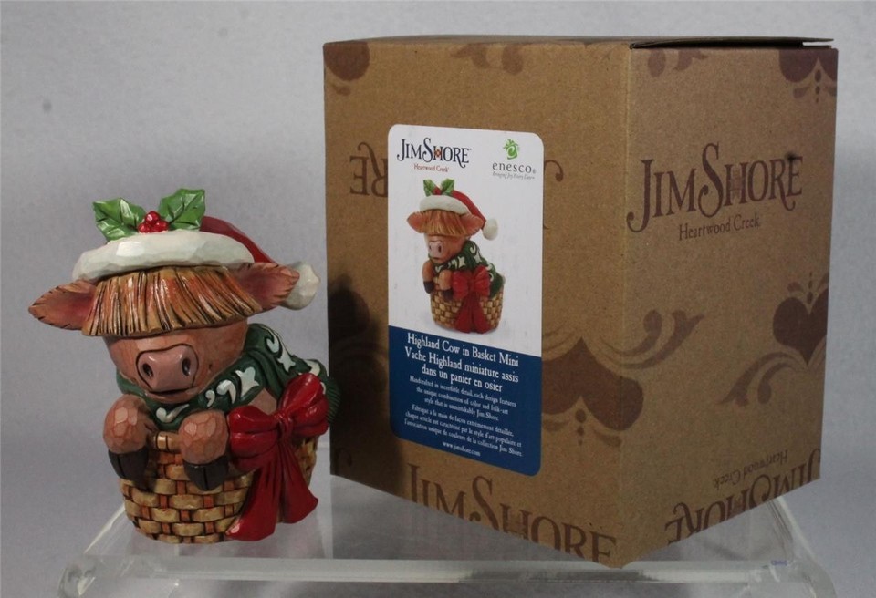 Jim Shore - HIGHLAND COW IN BASKET MINI - 2025 Holiday Figurine ...