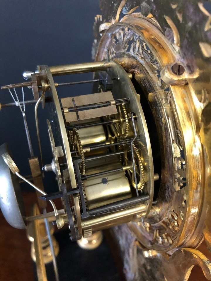 Antique French Large Gilded Bronze Skeleton Clock Pendulum Empire Late ...