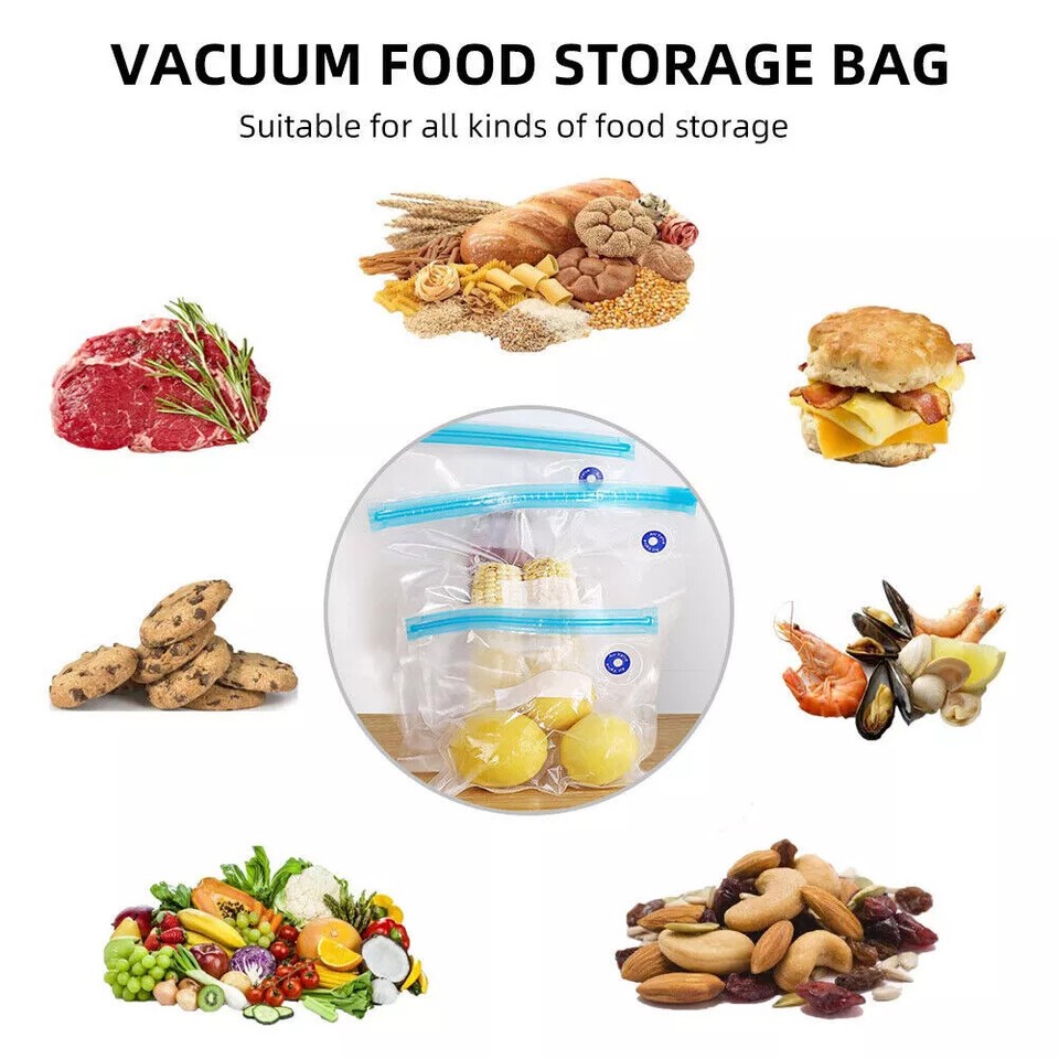 Vacuum Bags Reusable Seal Hand Pump Kitchen Food Saver 24PCS Storage ...