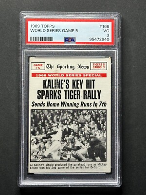1969 TOPPS #166 KALINE'S KEY HIT SPARKS TIGER RALLY WORLD SERIES GAME 5 ...