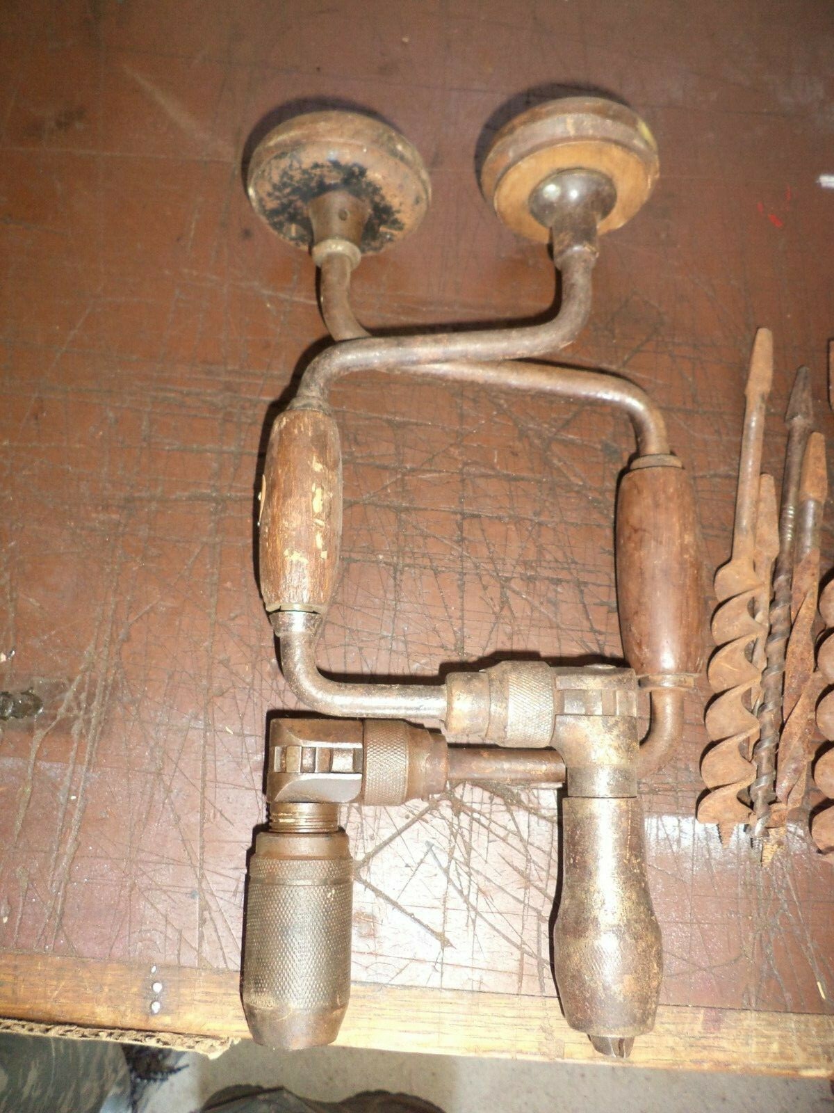 3 OLD USED VINTAGE BRACE DRILLS + 12 bits. LAKESIDE - MERIT . ?? | eBay