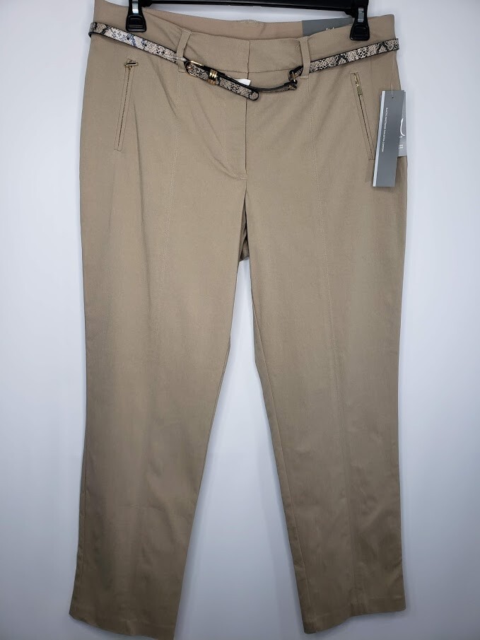 JM Collection Cropped Belted Pants Meadow Trail 12 #15 | eBay