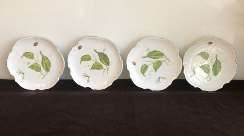 Set of 4 • I. GODINGER & CO. JARDIN • Ladybug Dragonfly • Canape Plates ...