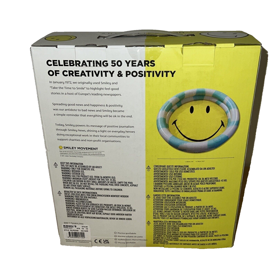 New In Box Sunnylife Inflatable Smiley Face Pool 65” x 15.5” | eBay