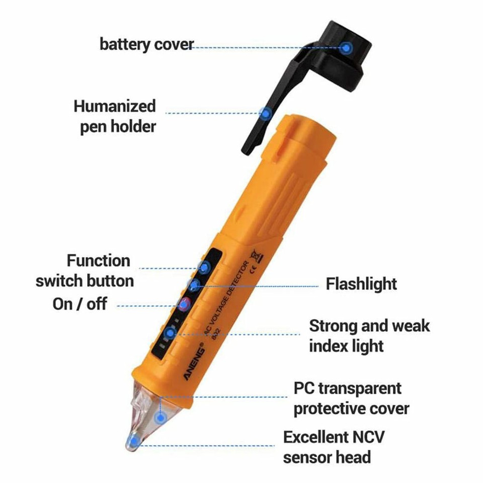 Mains Circuit Tester Screw Driver Voltage AC Pen Electrical12V-1000V ...