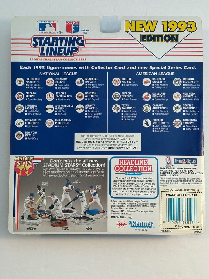 1993 Frank Thomas Kenner Starting Lineup New on Card SL5 | eBay