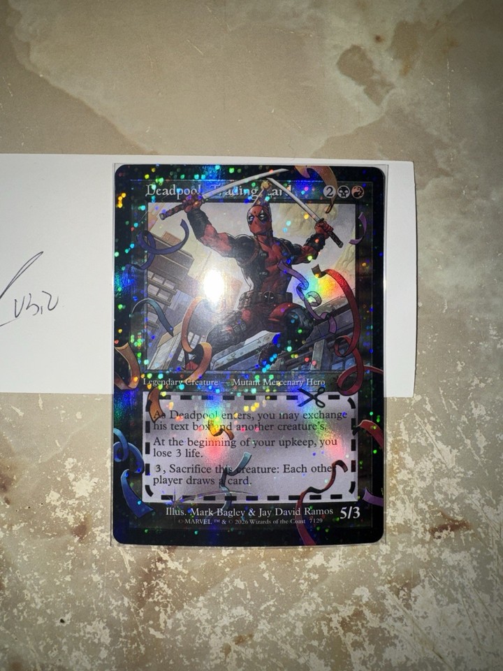 MTG Deadpool, Trading Card Secret Lair Confetti Pool Party Foil Chase ...