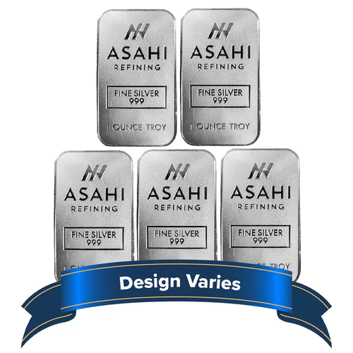 Lot of 5 - 1 Oz Asahi Silver Bar Collectible Silver Bar for Collection ...