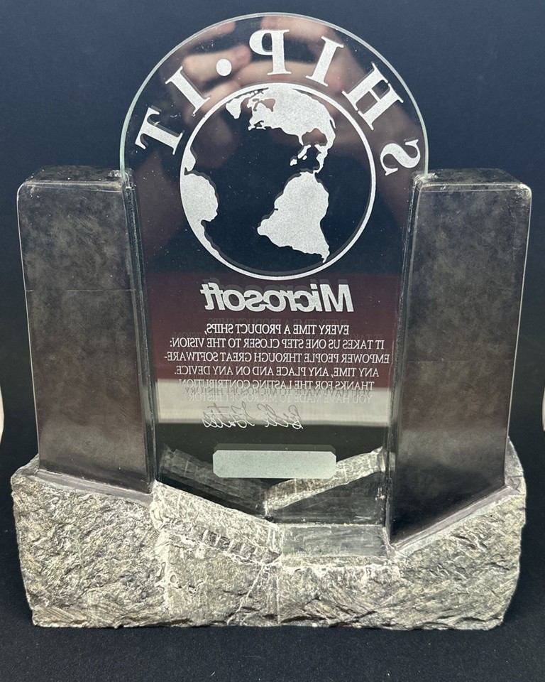 Blank Microsoft Desk Award 2014-2015 With Removable Glass | eBay
