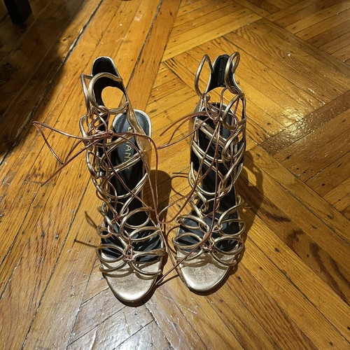 gold lace up strappy stiletto heels size 11 | eBay