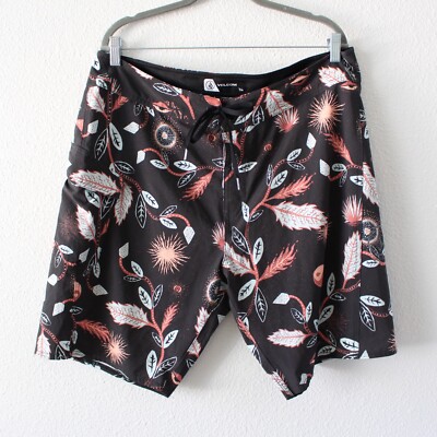 Volcom Surf Shorts Swim Trunks With Leaf Print - Men's Size 36 | eBay