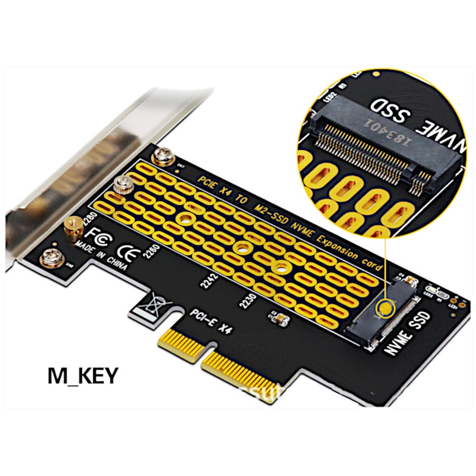 M.2 NGFF M-Key to Desktop PCIe x4 NVMe SSD Adapter Card 2242 2280 with ...