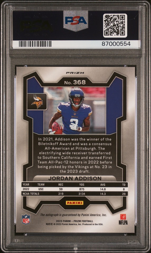 2023 Panini Prizm #368 Jordan Addison Autograph (PSA 10) | eBay
