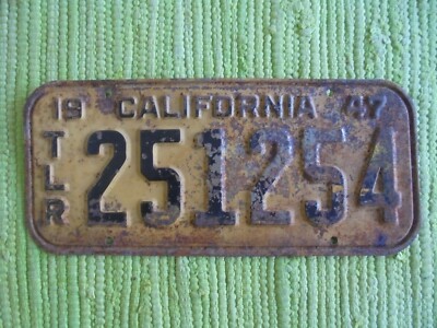 1947 California Trailer License Plate 47 CA TLR Tag 251254 | eBay