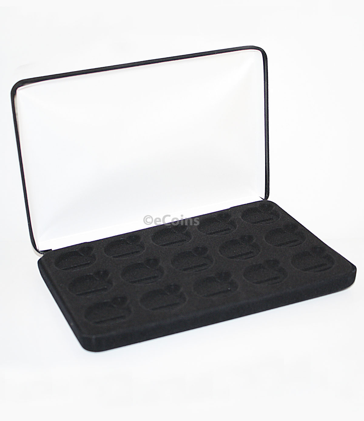 Black Felt COIN DISPLAY GIFT METAL DELUXE PLUSH BOX holds 15-Half ...