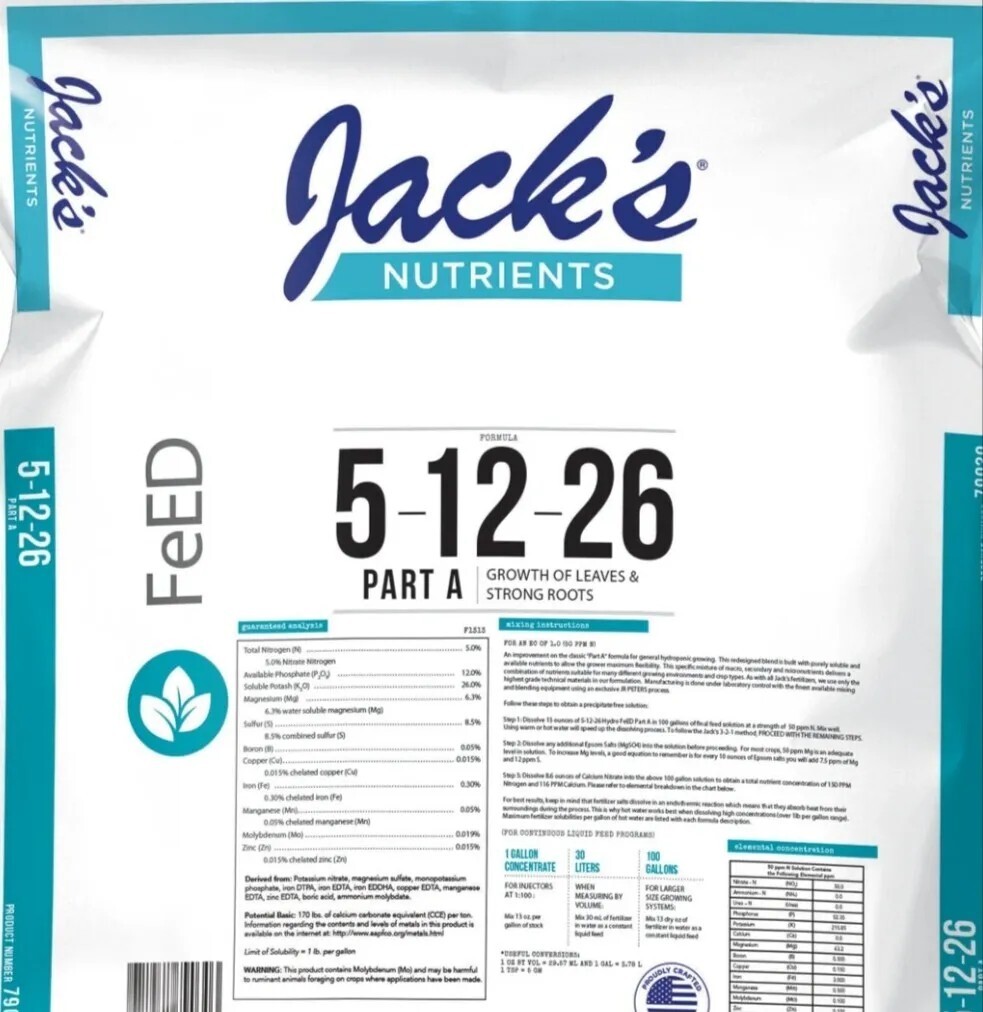 4lb Jacks 321 Hydroponic Fertilizer Nutrients 5-12-26 Custom ...