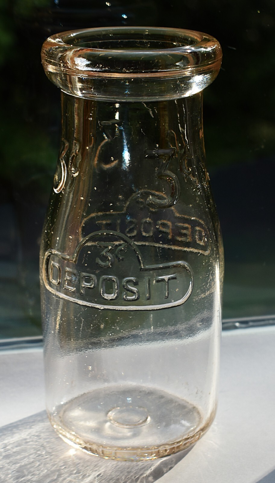 Antique 3 CENT DEPOSIT Milk Bottle Pink Tinted Embossed Glass | eBay