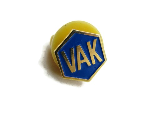VAK Lettered Pin Polygon Shape Blue Background Gold Tone | eBay