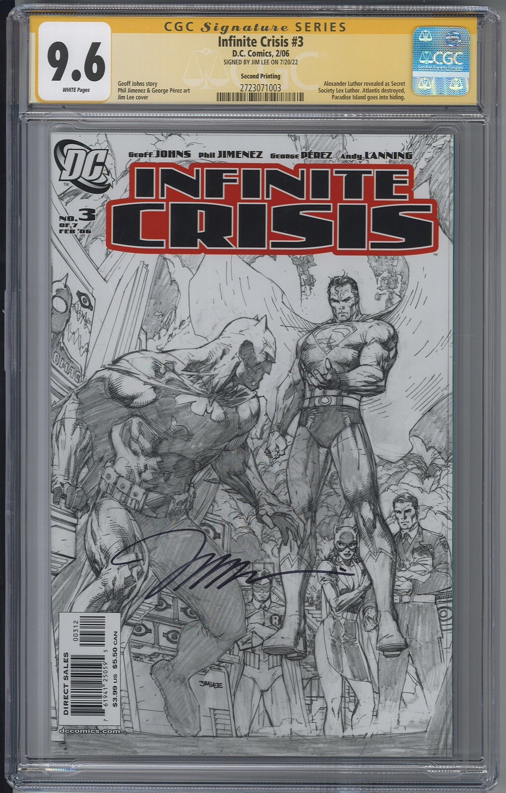 Infinite Crisis 3 CGC 9.6 NM+ SS Jim Lee 2nd Print 1st app Jamie Reyes ...