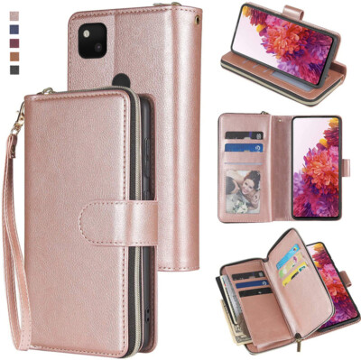 Google Pixel 4A 4G Wallet Case 9 Card Zipper Slots Kickstand Flip ...