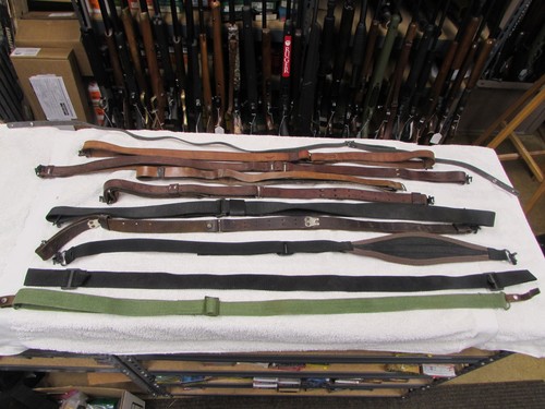 vintage leather rifle gun slings 10 slings various makes, some with ...
