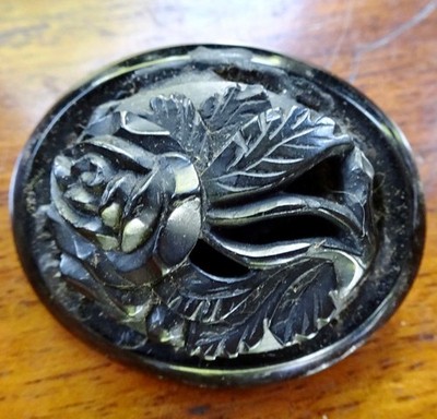 antique Victorian carved Whitby Jet rose flower brooch c pin -275 | eBay