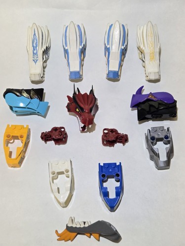 Lot Of 14 Lego Dragon Bionicle Ninjago Heads Masks Wolf Snake Bird ...