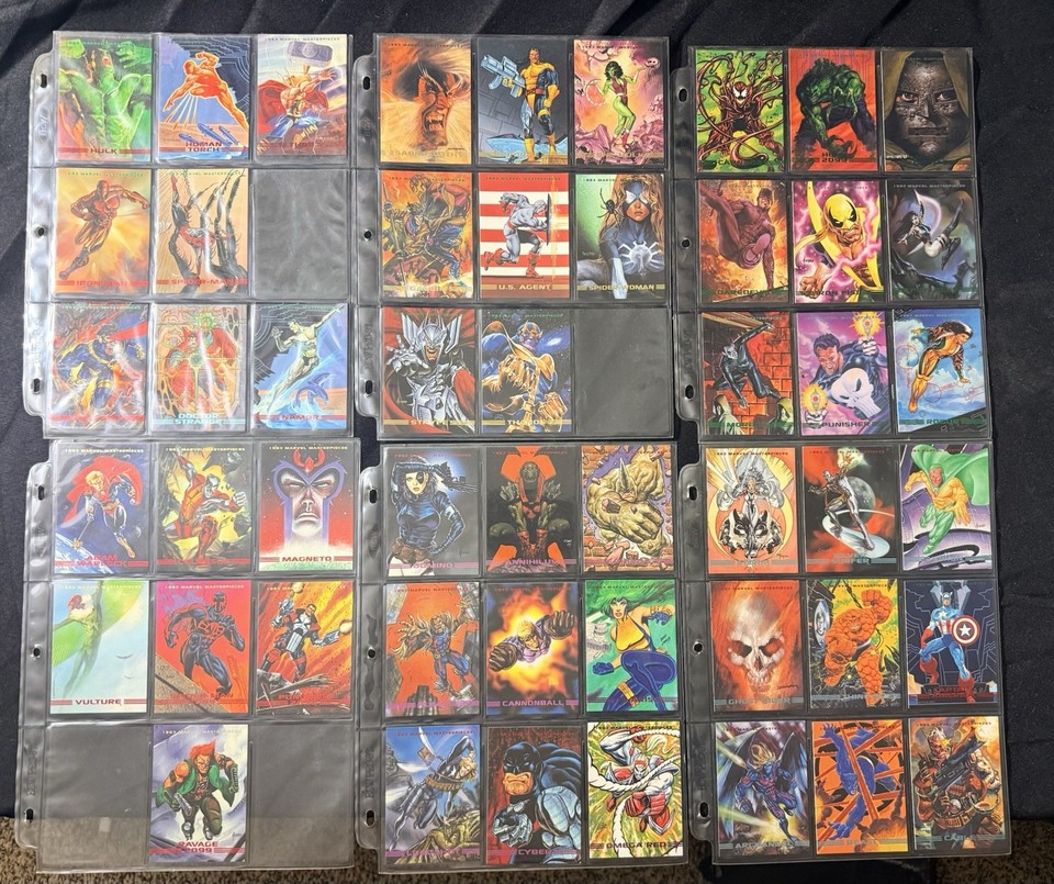 1993 Marvel Masterpieces Fleer COMPLETE Set NM/M + 1994 Marvel Universe ...