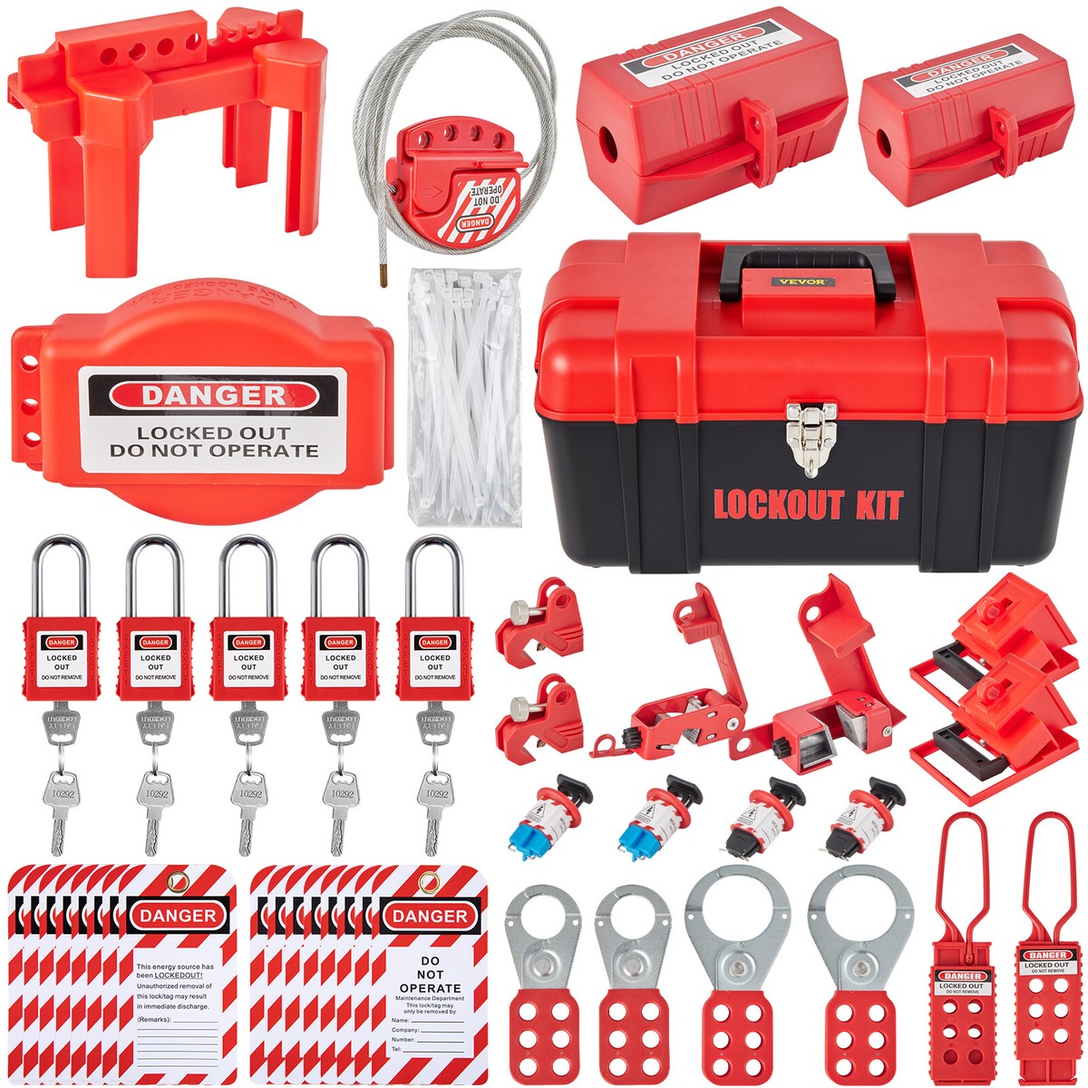 Lockout Tagout Cable Lockout System 12ft. HI Viz Orange Cable