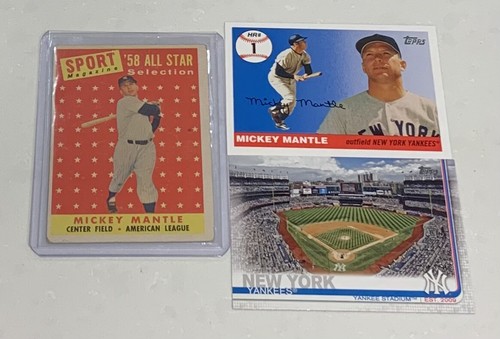 Mickey Mantle Yankees 1958 Topps All Star Creased On Back/ (2) Base (3 ...