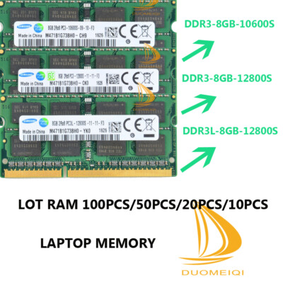 LOT 100PCS Samsung 8GB 2RX8 DDR3L / DDR3 12800L / 12800S / 10600S ...