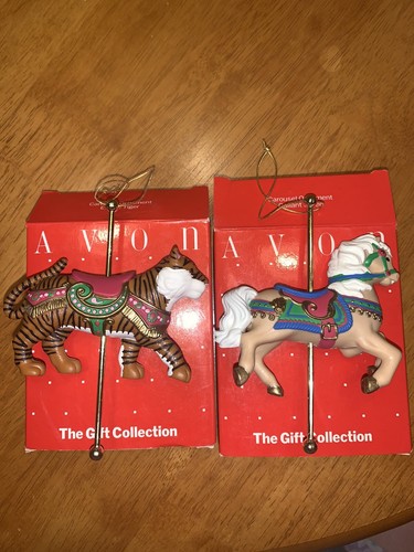 Set of 2Vintage AVON CAROUSEL ORNAMENTS Gallant Steed & Exotic Tiger | eBay
