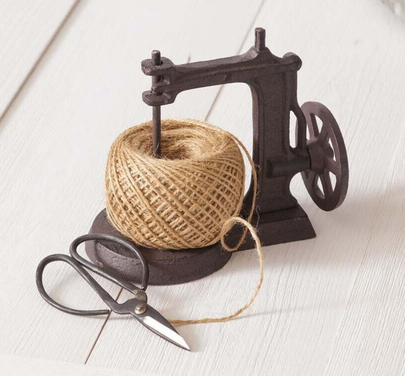 NEW Primitive SEWING MACHING TWINE HOLDER SCISSORS Iron Farmhouse 6"Hx7 ...