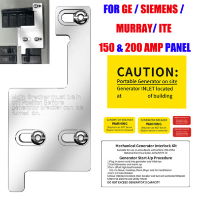 Generator Interlock Kit For GE / Siemens / Murray/ ITE 150 & 200 Amp ...