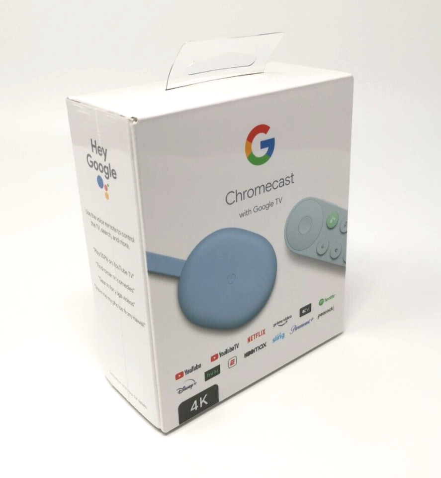 New Google Chromecast with Google TV 4К HDR Media Streamer, Sky Blue | eBay