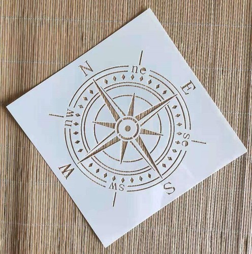 Compass Stencil Reusable 11.8" Mylar Template for Wood Fabric Wall Art ...