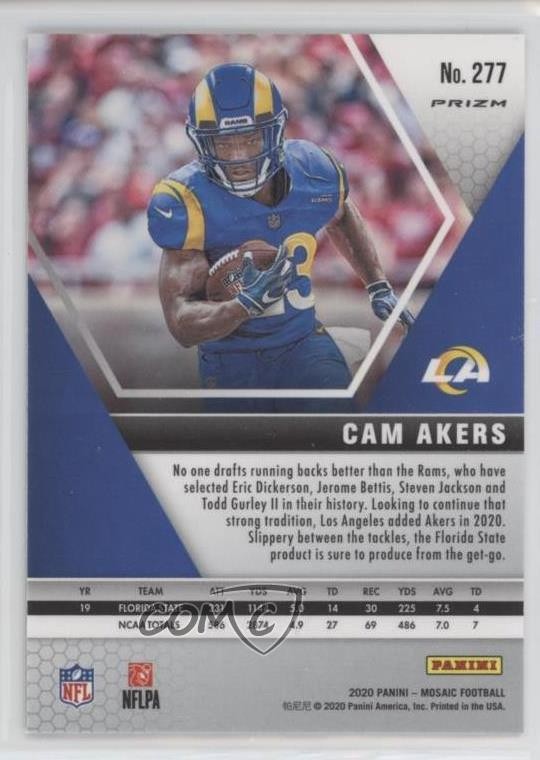 2020 Panini Mosaic NFL Debut Green Mosaic Prizm Cam Akers #277 Rookie ...