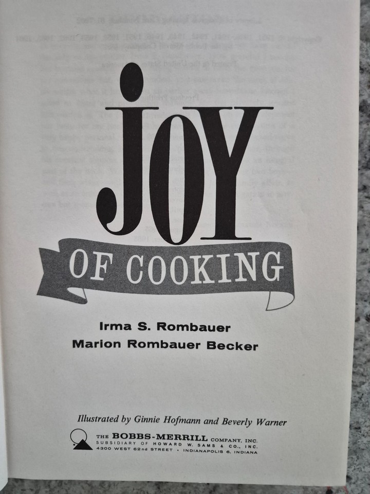 Vtg 1967 Joy of Cooking by Irma Rombauer & Marion Becker Bobbs-Merrill ...
